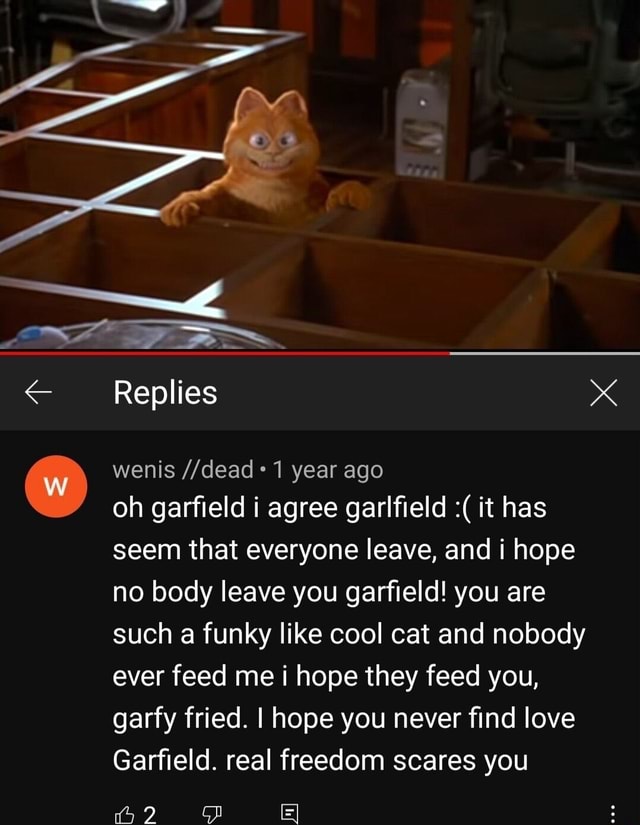 Replies wen is //dead 1 year ago oh garfield i agree garlfield it has ...
