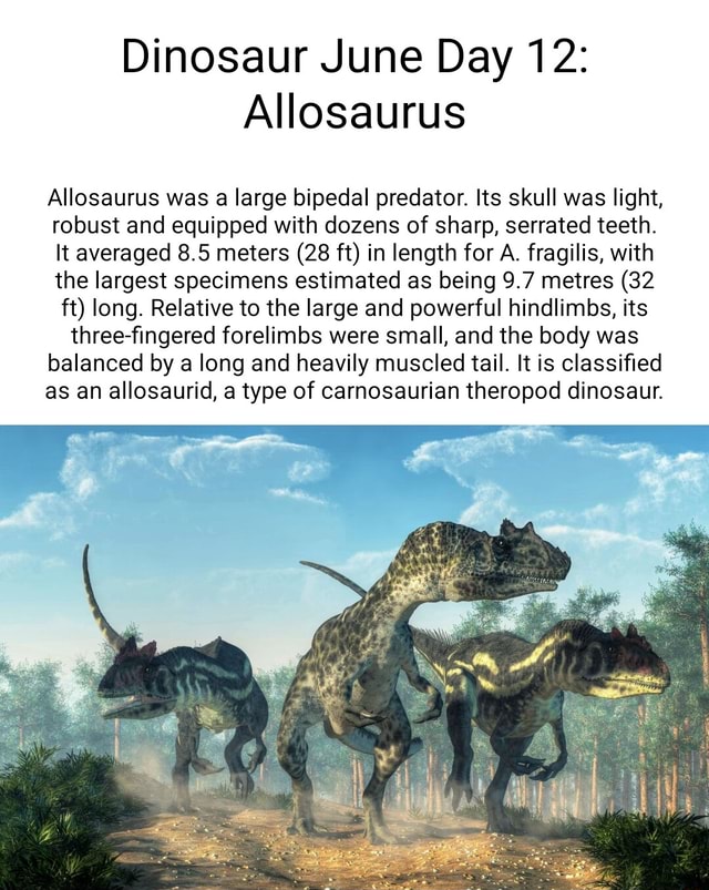 Dinosaur June Day 12: Allosaurus Allosaurus was a large bipedal ...
