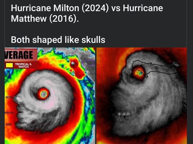 Hurricane Milton (2024) vs Hurricane Matthew (2016). Both shaped like ...