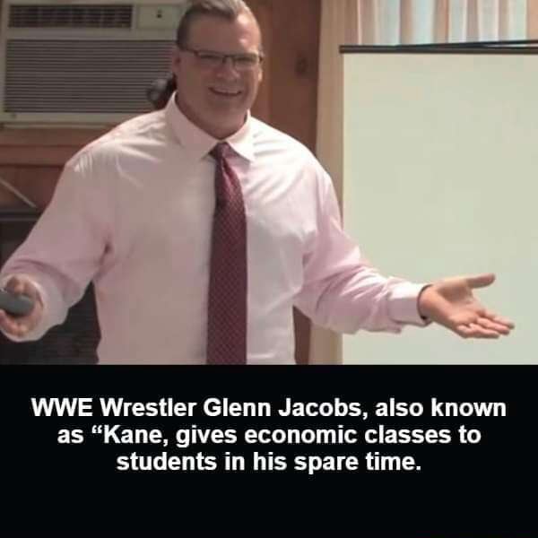 WWE Wrestler Glenn Jacobs, also known as "Kane, gives economic classes ...