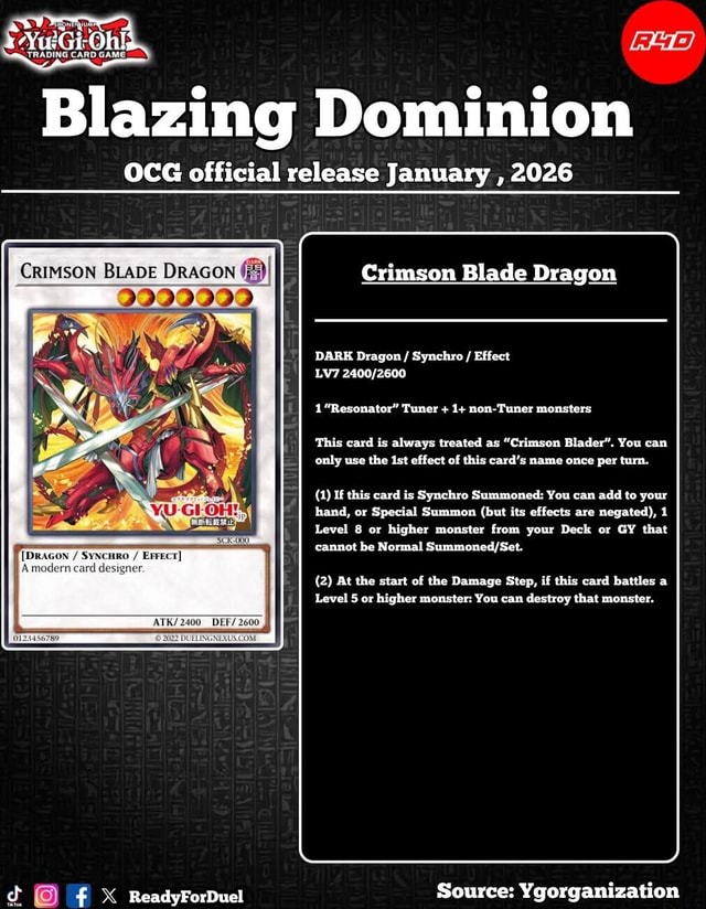 ING CARD GAME. Blazing Dominion OCG official release January , 2026 ...