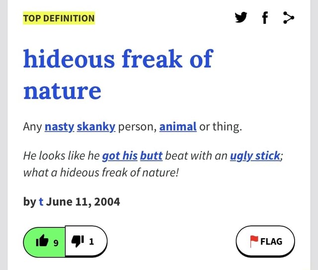 TOP DEFINITION vf> hideous freak of nature Any nasty skanky person ...