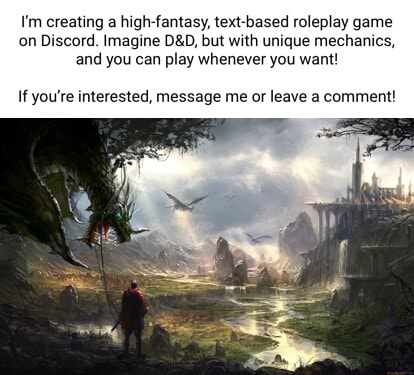 I'm creating a high fantasy teat based roleplay game 'on Discord ...