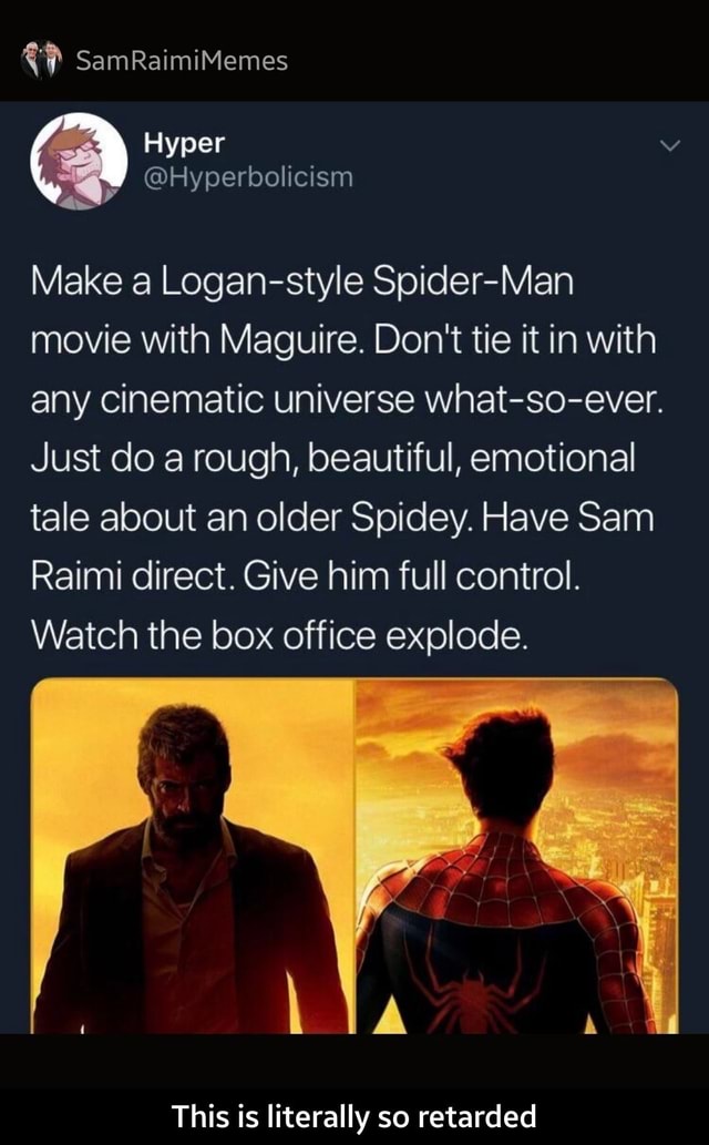 Make a Logan-style Spider-Man movie with Maguire. Don't tie it in with ...