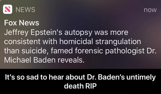 Fox News Jeffrey Epstein's autopsy was more consistent With homicidal strangulation than suicide ...