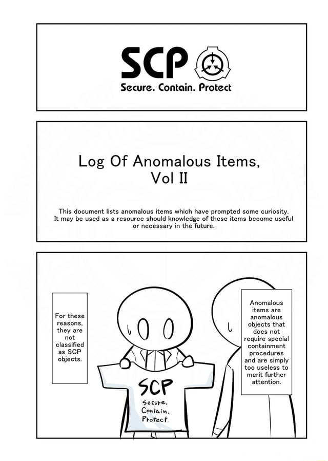 SCP Secure. Contain. Protect Log Of Anomalous Items, Vol II This ...