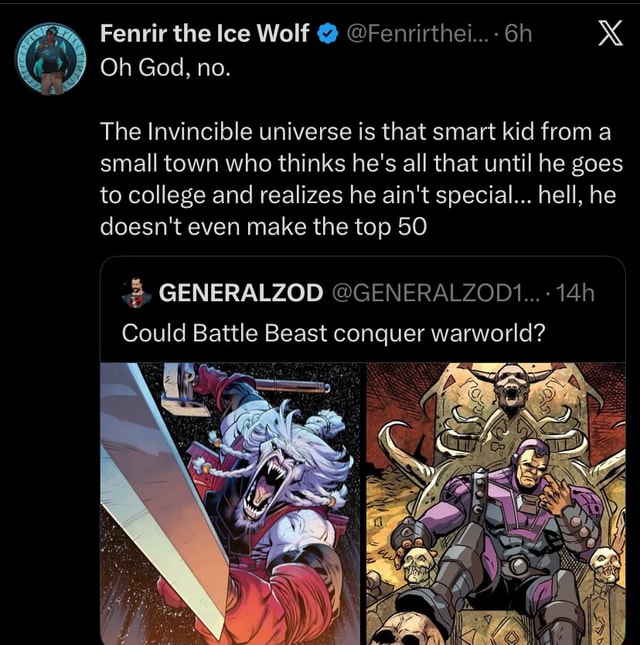 Fenrir the Ice Wolf @ @Fenrirthei.... Oh God, no. The Invincible ...