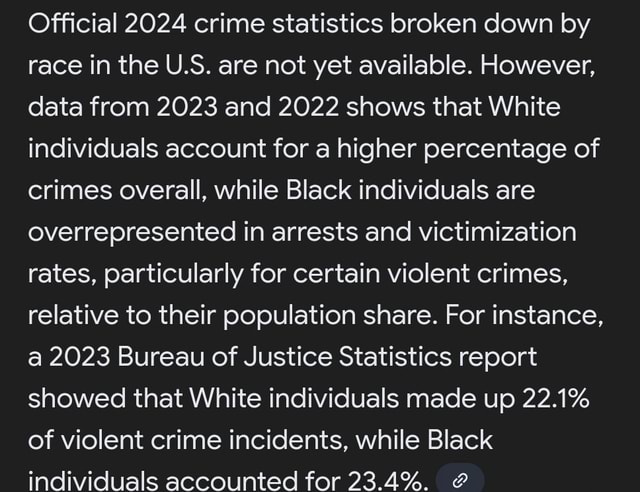 Official 2024 crime statistics broken down by race in the U.S. are not ...