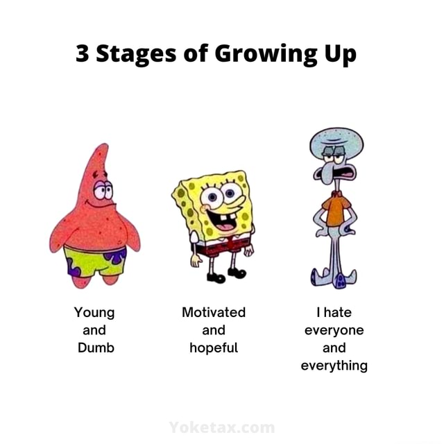 3 Stages of Growing Up Young Motivated hate and and everyone Dumb ...