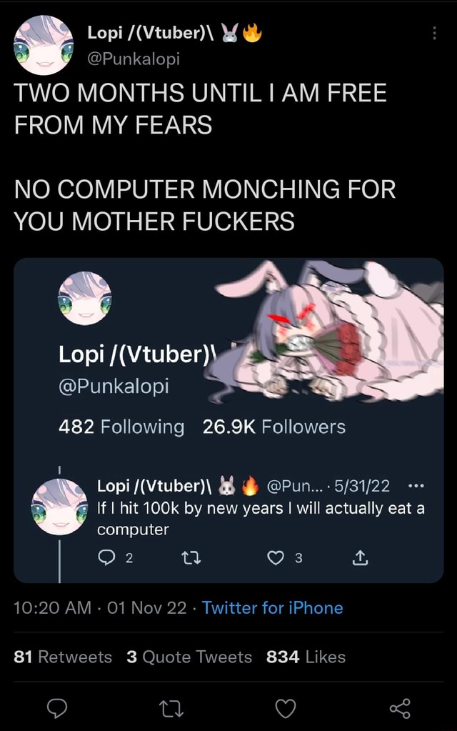 Lopi /(Vtuber)\ of @ @Punkalopi TWO MONTHS UNTIL I AM FREE FROM MY ...