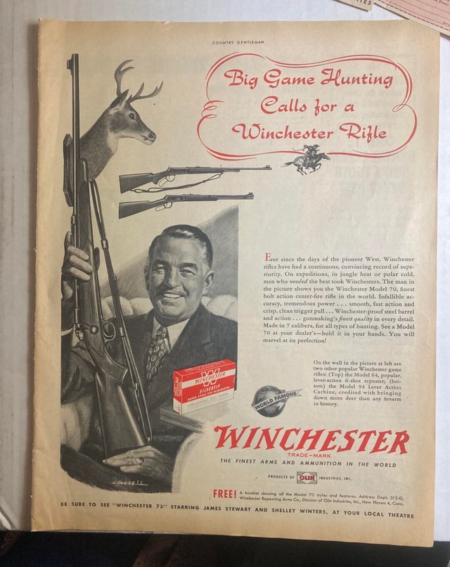 COUNTRY GENTLEMAN SS "Big Came Hunting Calls jor a Winchester Rifle ...