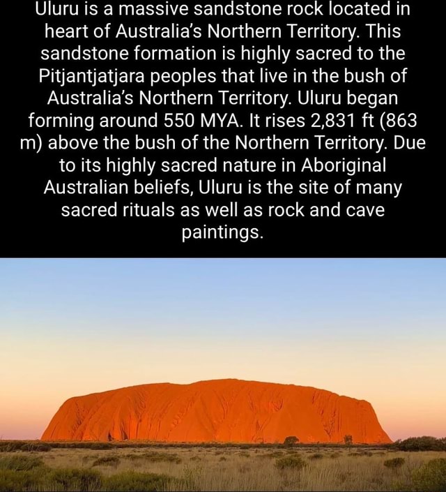 Uluru is a massive sandstone rock located in heart of Australia's ...