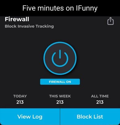 Five minutes on IFunny Firewall Block Invasive Tracking TODAY THIS WEEK ...