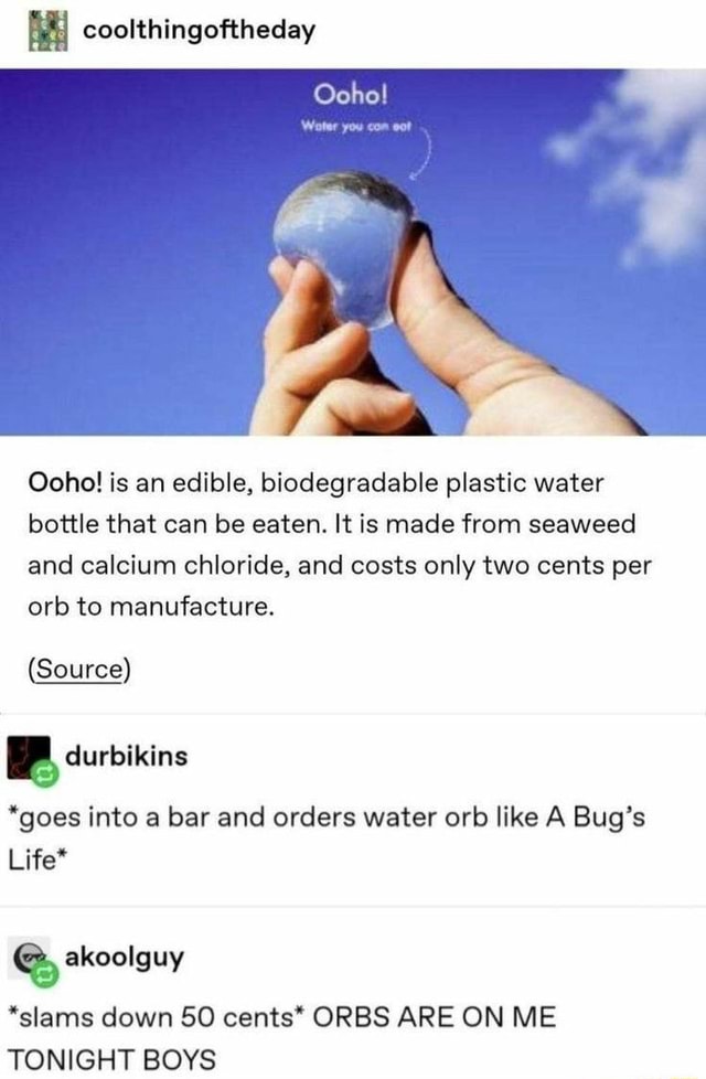 Ooho! is an edible, biodegradable plastic water bottle that can be ...