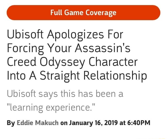 Ubisoft Apologizes For Forcing Your Assassin's Creed Odyssey Character ...