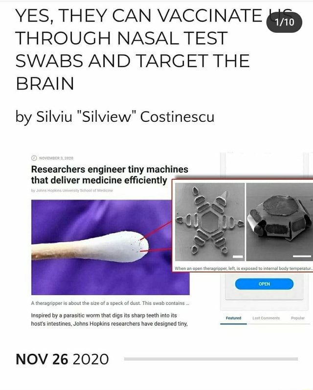 YES, THEY CAN VACCINATE THROUGH NASAL TEST SWABS AND TARGET THE BRAIN ...