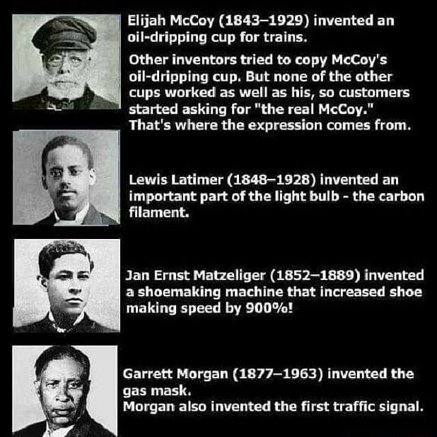 Elijah McCoy (1843-1929) invented an oil-dripping cup for trains. Other ...