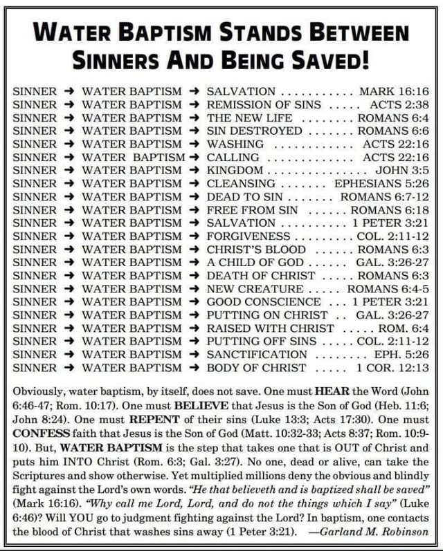 WATER BAPTISM STANDS BETWEEN SINNERS AND BEING SAVED! SINNER WATER ...