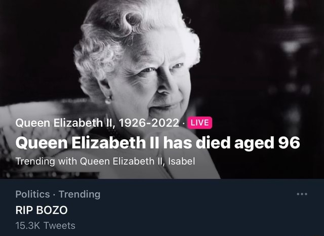 Queen Elizabeth Il, 1926-2022 LIVE) Queen Elizabeth ll has died aged 96 ...