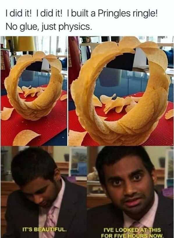 Did it! did it! I built a Pringles ringle! No glue, just physics ...