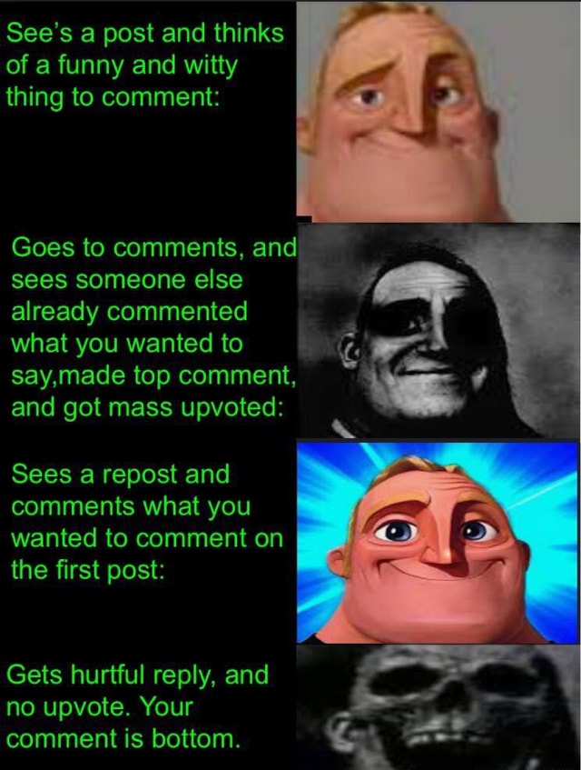 See's a post and thinks of a funny and witty thing to comment: Goes to ...