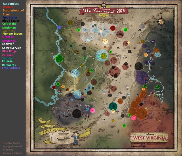 Fallout 76 Updates a faction Presence map (base game-Wild Appalachia ...