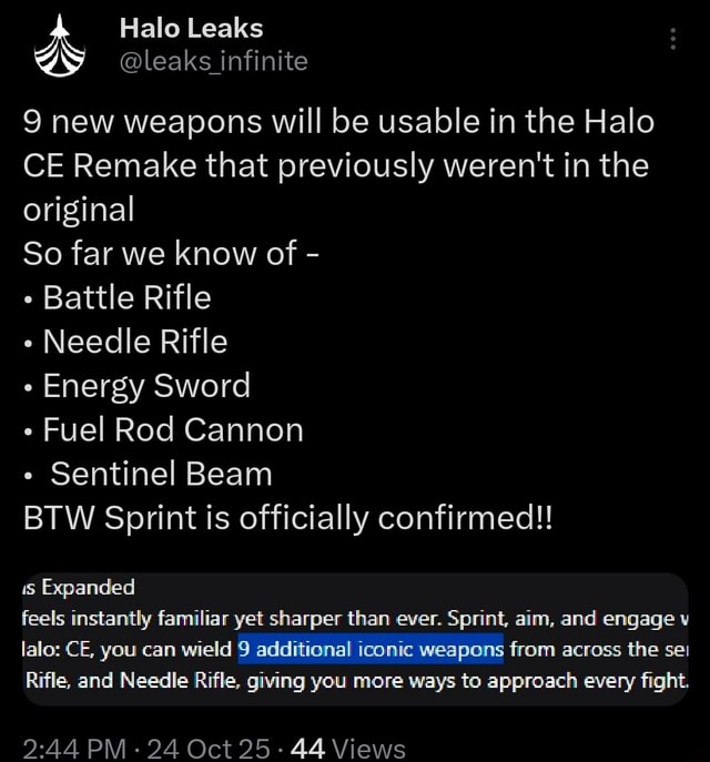 Halo Leaks @leaks infinite 9 new weapons will be usable in the Halo CE ...