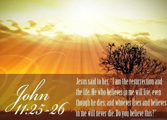 Jesus said to her, "am the resurrection and the life. He who believes ...