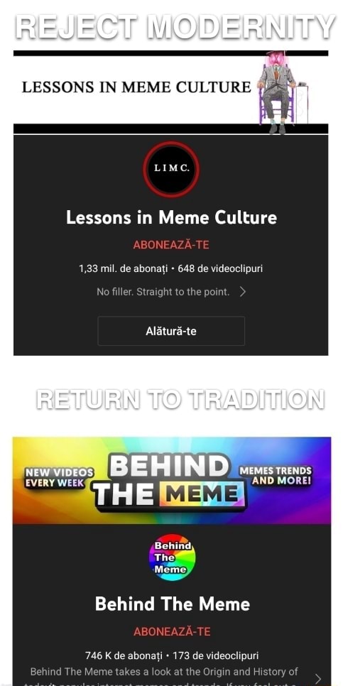 REJECT MODERNITY LESSONS IN MEME CULTURE Lessons in Meme Culture TE 1 ...