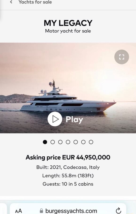 Yachts for sale MY LEGACY Motor yacht for sale Asking price EUR 44,950,000 Built: 2021, Codecasa ...