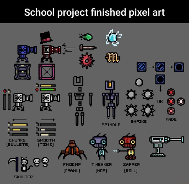 School project finished pixel art SHPIKE SPINDLE CHUHES SMOOTH [BULLETS ...