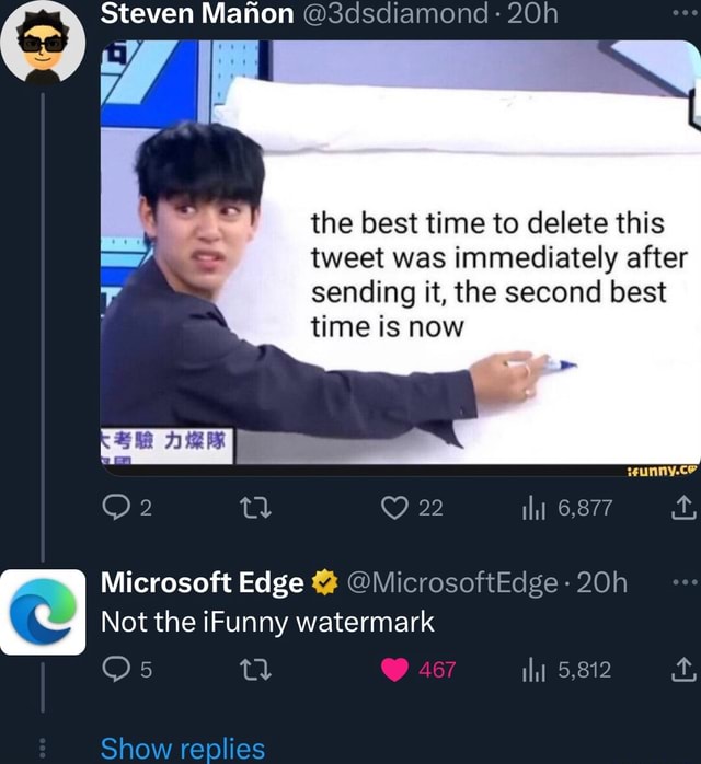 Steven Manon @3dsdiamond: the best time to delete this tweet was ...