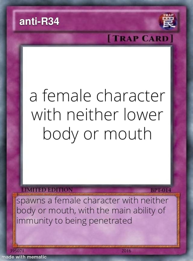 Anti-R34 (TRAP CAR a female character with neither lower body or mouth ...