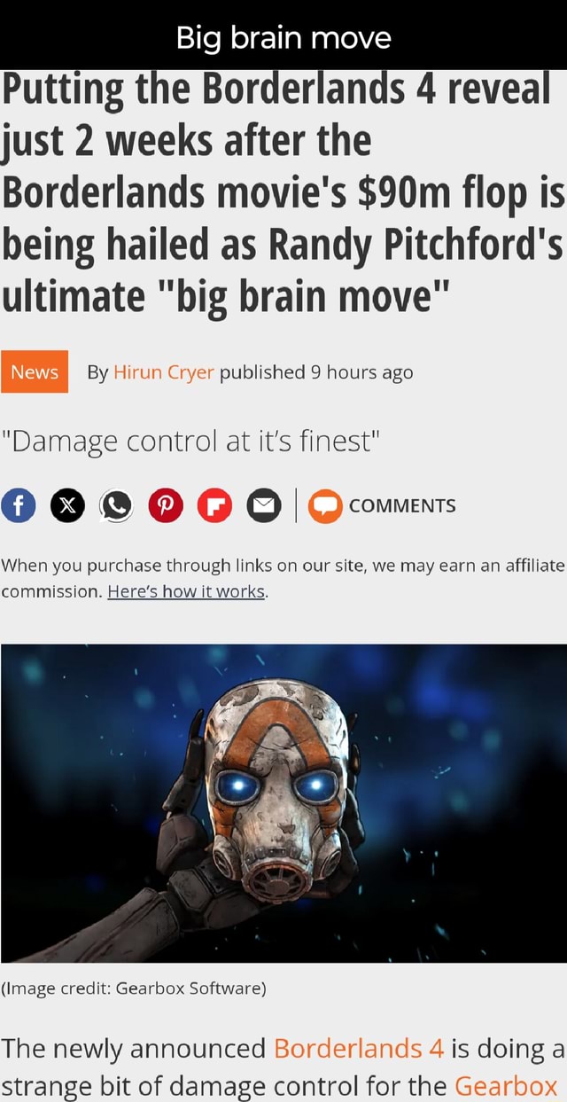 Big brain move Putting the Borderlands 4 reveal just 2 weeks after the ...