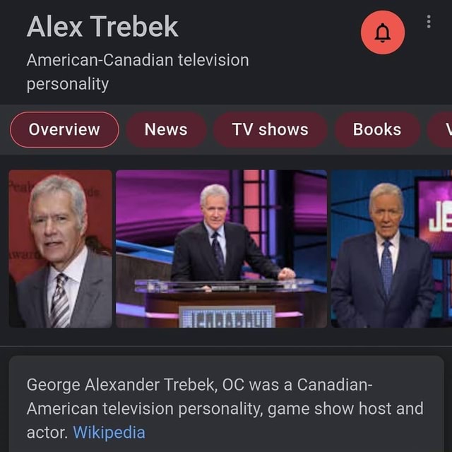 Alex Trebek American-Canadijan television personality Overview News TV ...