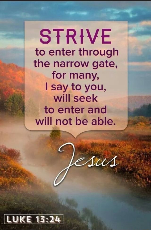 STRIVE to enter through the narrow gate, for many, say to you, will ...