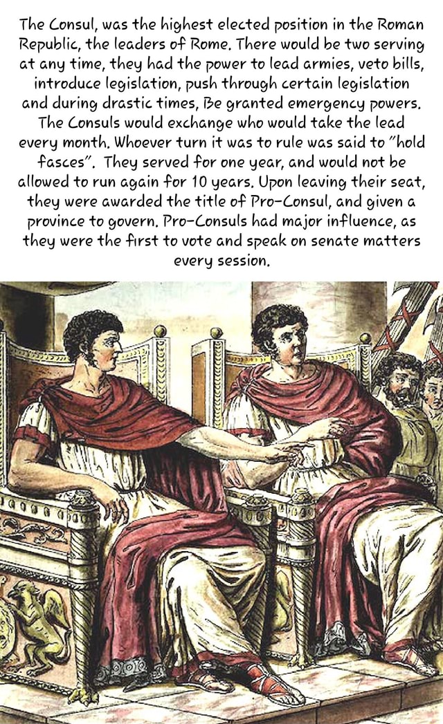 The Consul, was the highest elected position in the Roman Republic, the ...