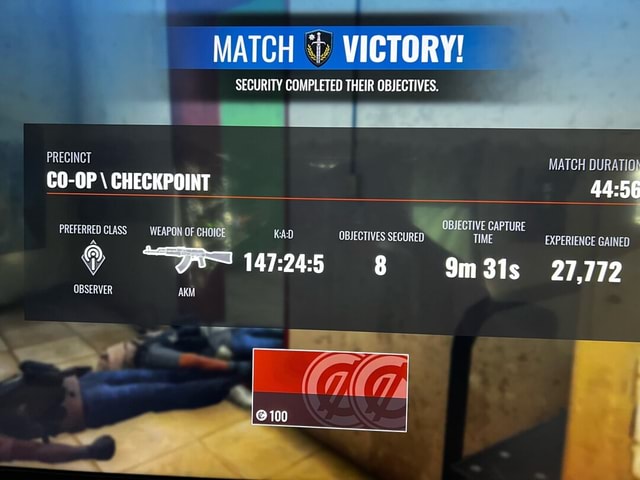 MATCH VICTORY! SECURITY COMPLETED THEIR OBJECTIVES. PRECINCT MATCH ...