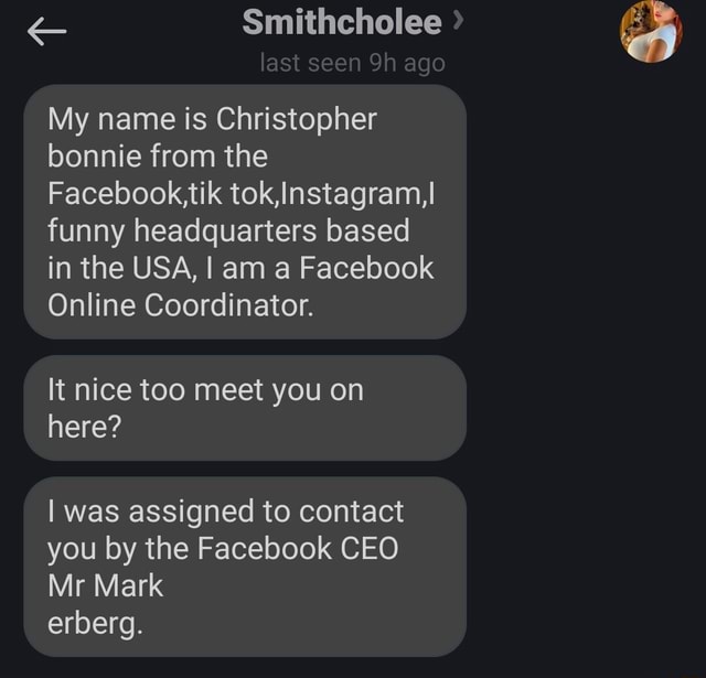 Smitheholee " last seen ago My name is Christopher bonnie from the ...