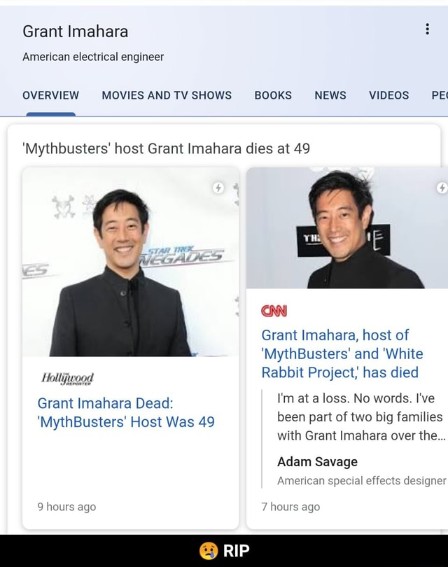 Grant Imahara OVERVIEW MOVIES AND TV SHOWS BOOKS NEWS VIDEOS PE ...