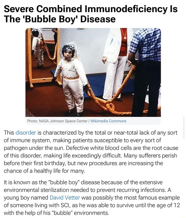 Severe Combined Immunodeficiency Is The 'Bubble Boy' Disease Photo ...