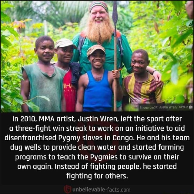 AA In 2010, MMA artist, Justin Wren, left the sport after a three-fight ...