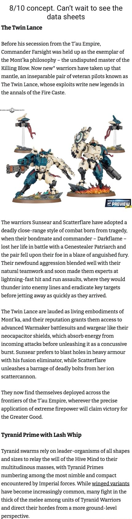 Concept. Can't wait to see the data sheets The Twin Lance Before his ...