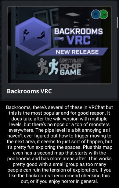 BACKROOMS VRC NEW RELEASE GAME Backrooms VRC Backrooms, there's several ...