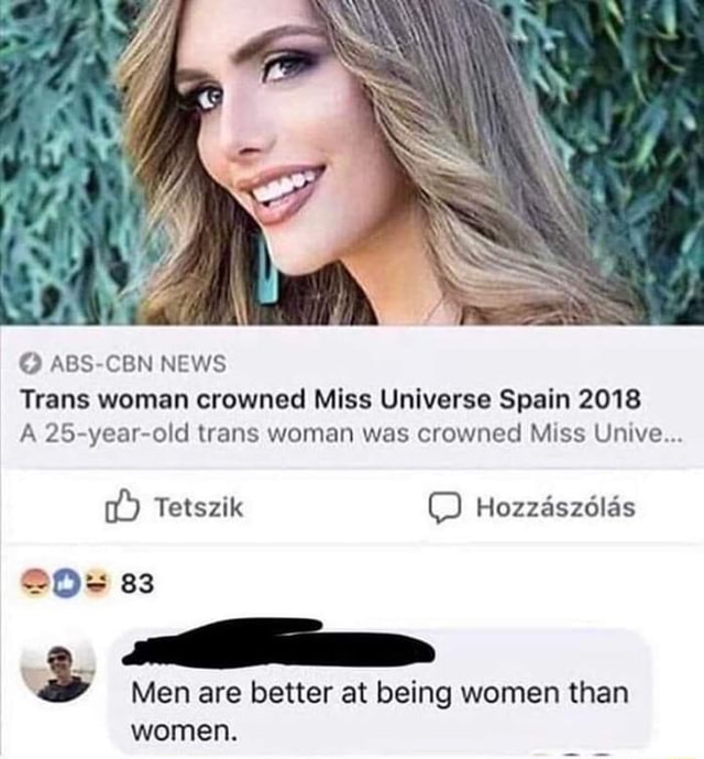 © ABS-CBN NEWS Trans woman crowned Miss Universe Spain 2018 A 25-year ...