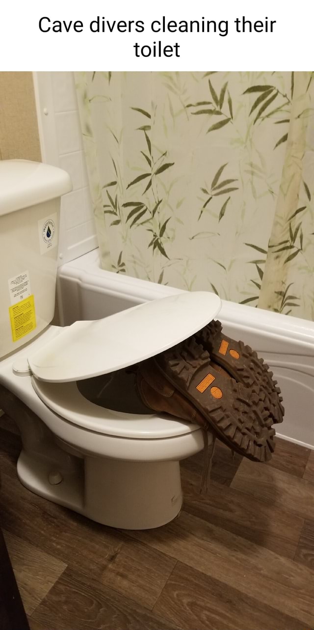 Cave divers cleaning their toilet - iFunny