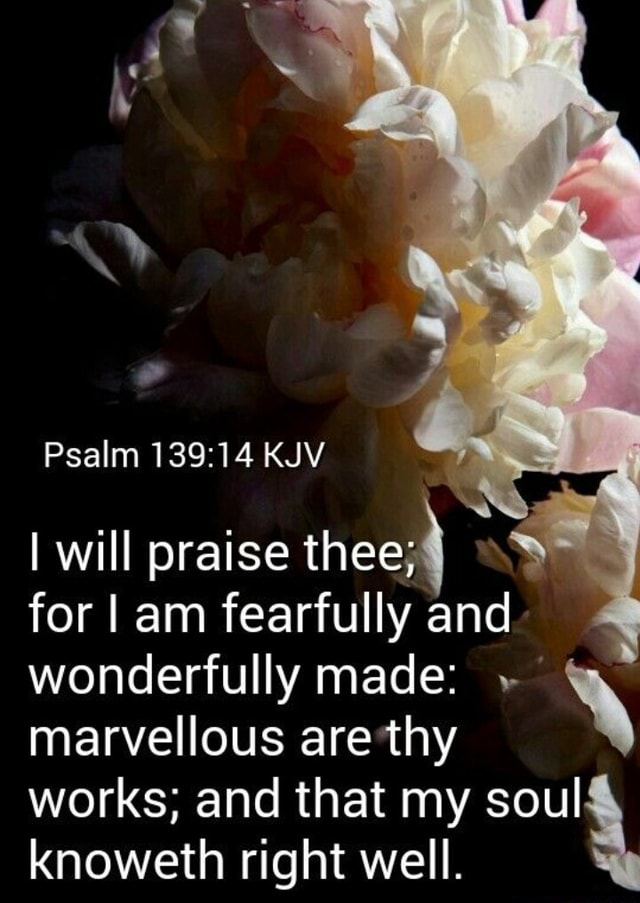 Psalm KJV I will praise thee; for I am fearfully and wonderfully made ...