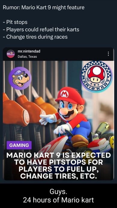 Rumor: Mario Kart 9 might feature - Pit stops Players could refuel ...