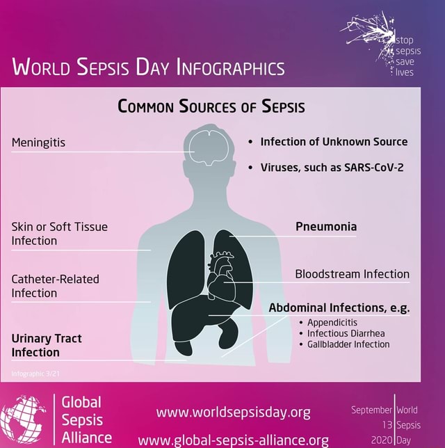 WorLD Sepsis Day INFOGRAPHICS Common Sources OF Sepsis Meningitis ...