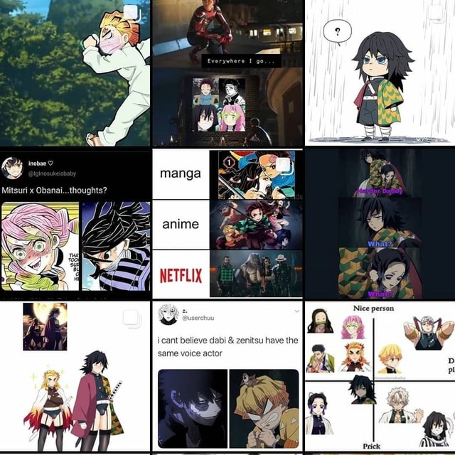Mitsuri x Obanai.. icant believe dabi & zenitsu have the same voice ...